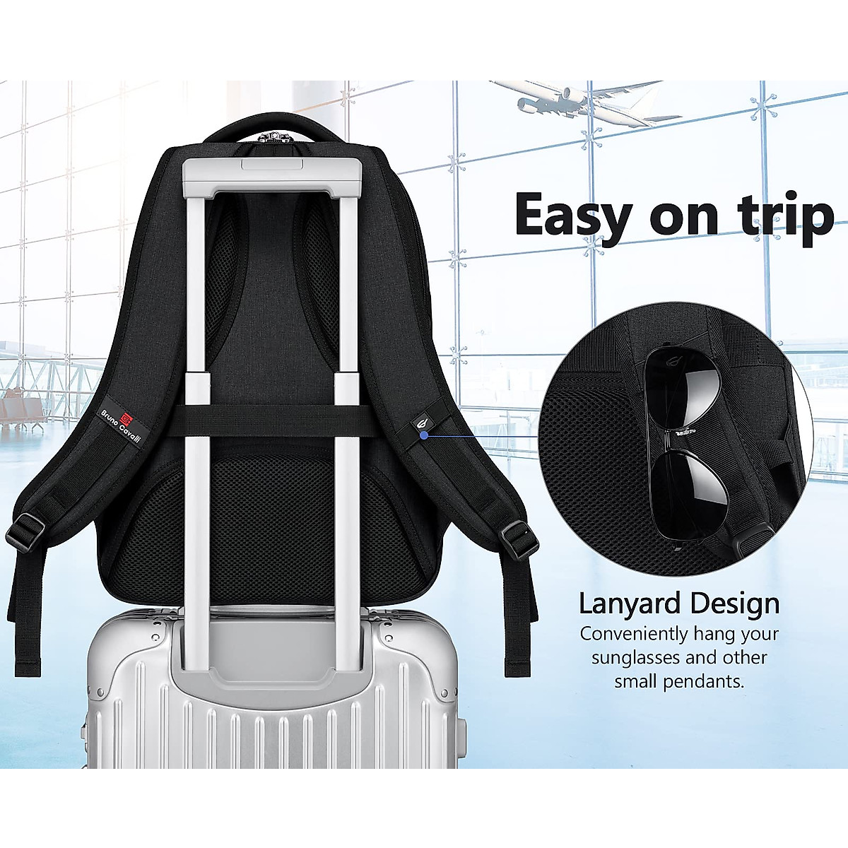 Bagsure Travel Laptop Backpack, Business Water Resistant Laptop Backpack with USB Charging Port, Durable Anti Theft College School Computer Bag for Men & Women Fits 15.6 Inch Notebook & Laptop