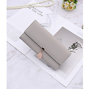Wallet for Women，PU Leather Leaf Pendant Card Holder Phone Checkbook Organizer Zipper Coin Purse Mother's day best gifts from daughter