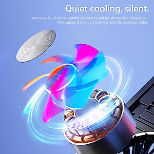 VIELANTRU Laptop Cooling Pad, Laptop Cooler with 4 Quiet Fans with RGB LEDs for Under 17 Inch Notebook Laptop Fan Cooling Pad with Adjustable Height and Type-C Port (Black)