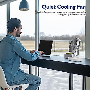 CONBOLA Small Oscillating Desk Fan Portable Table Fan Rechargeable USB Battery Powered Quiet Personal Fan Dual Adjustable Angle Desktop Air Circulate Fan with 4 Speed for Home Office Travel Outdoor