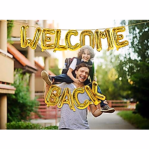 Treasures Gifted Gold Welcome Back Balloons - 16 Inch Welcome Back Decorations for Office, School, Home & More - Welcome Home Balloons, Welcome Home Decorations - Welcome Back Banner for Office & Home
