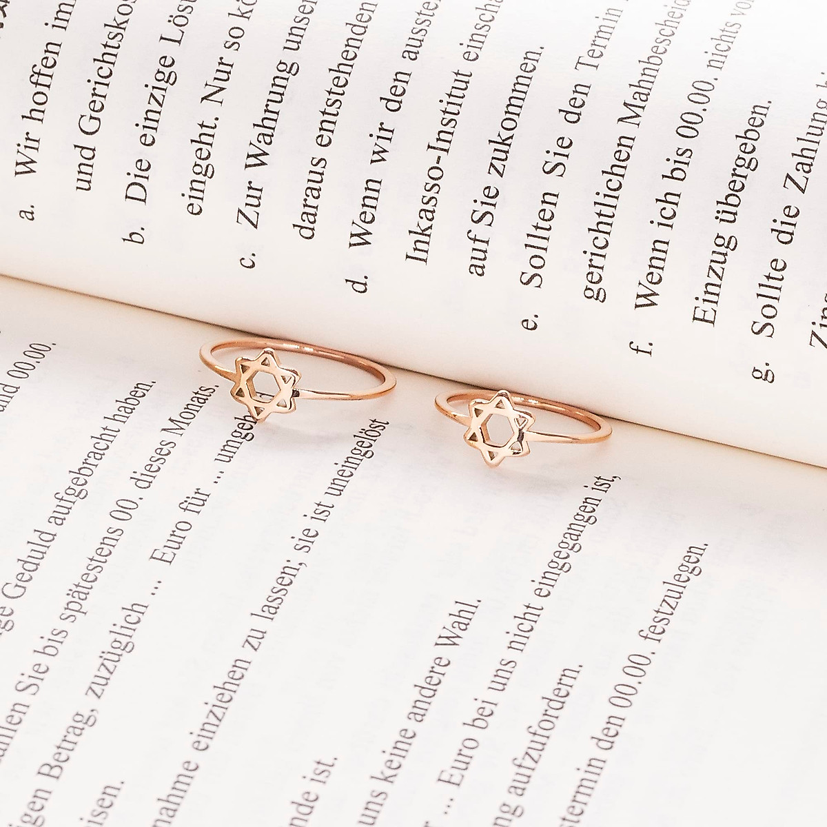 ELBLUVF Stainless-steel14k Rose Gold Plated Star of David Jewish Star Little Finger Ring (7)