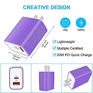 USB C Fast Wall Charger for Google Pixel 8a/8/8 Pro/7a/7/7 Pro/6a/6/6 Pro/5/4XL/3a/2/XL, USB C Samsung Fast Charger Block for Galaxy S24 S23 A15 A53 A13 5G A14, 20W PD Power Adapter, 6ft Type C Cable