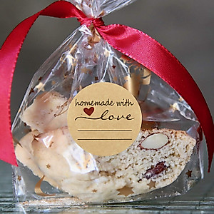 Lpraer 500Pcs 2" Homemade with Love Stickers with Lines for Writing, Adhesive Canning Labels for Jars, Baked Packaging, Cookie Bags, Fudge Containers