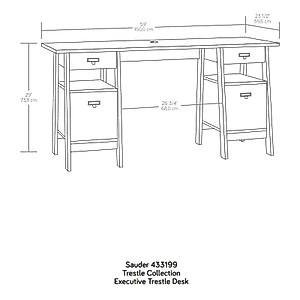 Sauder Trestle Engineered Wood Executive Desk in Mystic Oak