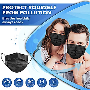 XDX Black Disposable Face Masks, 50 Pack- 4 Layer Individually Wrapped Masks for Women, Men, Unisex Adults, Breathable Black Masks for Adults