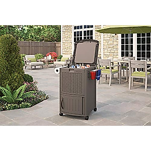 Suncast DCCW3000DTD Resin Wicker, Dark Taupe Cooler