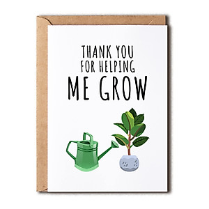 KrysDesigns Thank You Appreciation Gift To Favorite Teacher - Thank You For Helping Me Grow - Teacher Appreciation Card - Card For Mentor - Card For Coach, 5x7 inches