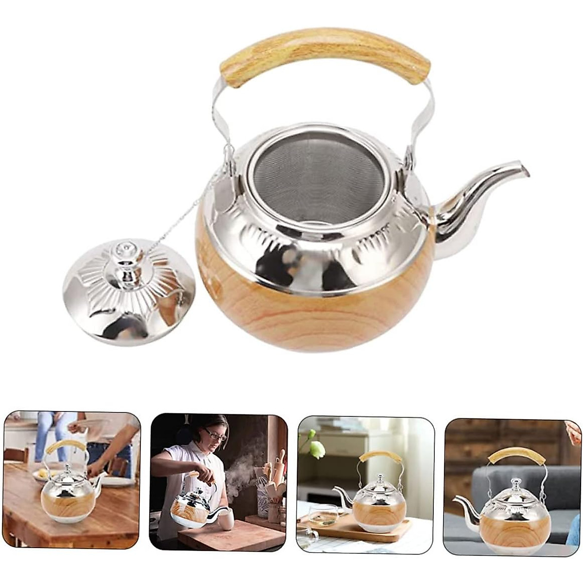 Yardwe stainless steel teapot pour over coffee kettle water boiling pot stovetop tea kettle water boiling kettle boiling water kettle stainless steel water kettle honk office with handle