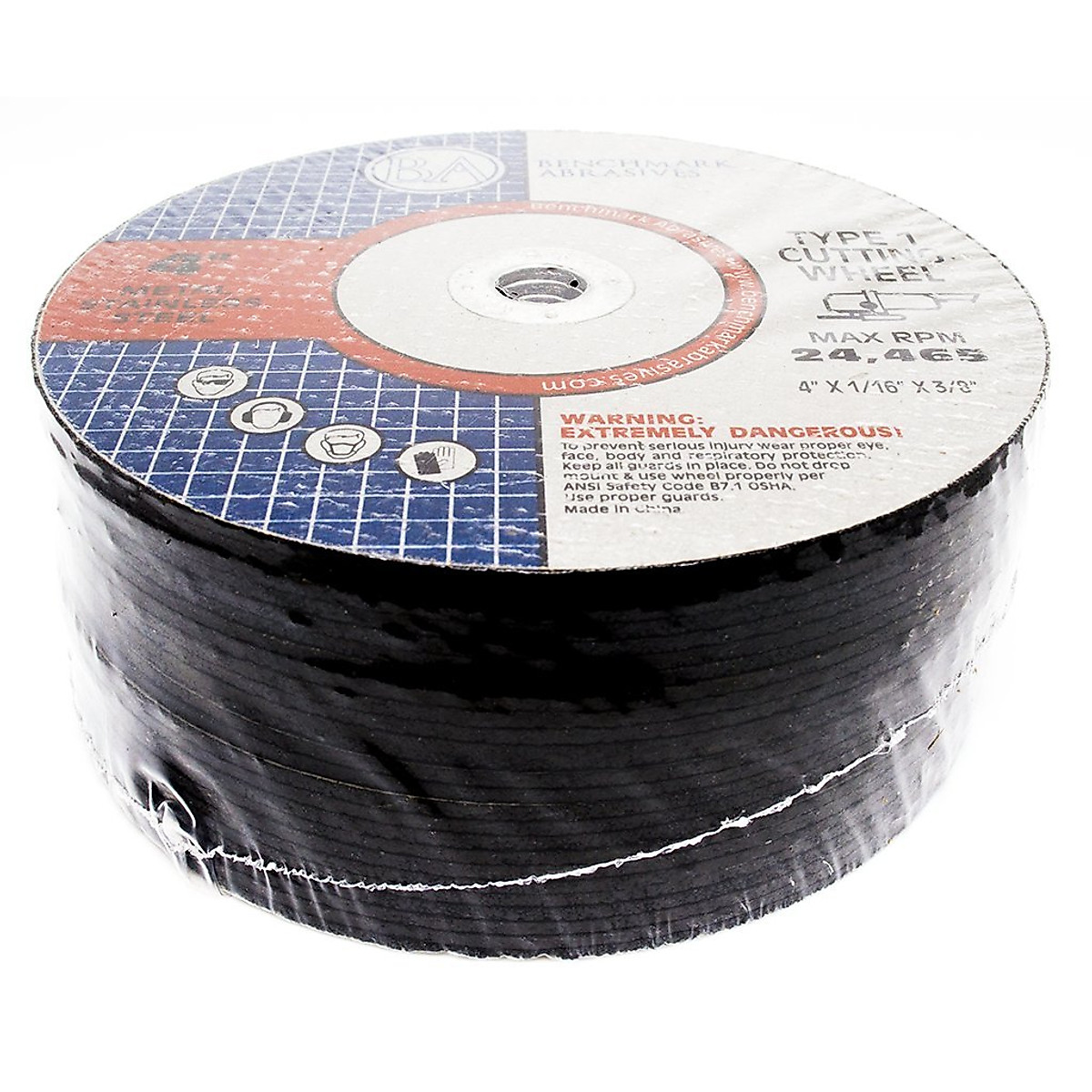 Benchmark Abrasives 4 Inch Grinder Cut Off Wheels Aluminum Oxide Thin Type 1 Angle Grinder Cutting Disc for Metal, Stainless Steel - with 3/8" Arbor Hole, Fast Grinder Cutting Wheel - 25 Pack