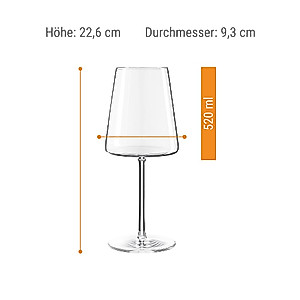 Stölzle Lausitz Power Red Wine Glasses 517 ml, Set of 6 Red Wine Glasses, Dishwasher-Safe, Lead-Free Crystal Glass, Elegant and Shatter-Resistant