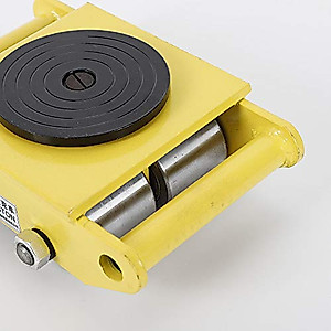 Machinery Mover 6T 13200LBS Capacity Machinery Skate with 4 Rollers, Industrial Machine Dolly Skate Machinery Roller Mover Cargo Trolley with 360° Rotation Cap (Yellow)