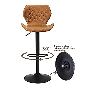 SUPERJARE Adjustable Bar Stools Set of 2, Rustic Swivel Barstools with Back, Modern Counter Height Chairs for Pub Kitchen, Brown