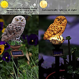 YUEFA Solar owl Light, 3 Pack owl LED Light, Garden owl Outdoor Waterproof，Garden Yard Lawn Landscape Lighting Decoration (Brown)