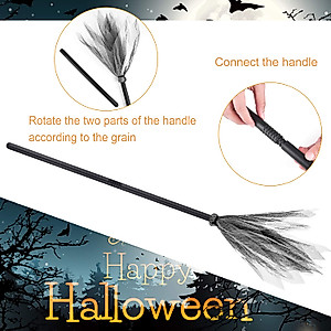 FEPITO 4 Pcs Halloween Witch Broom Wicked Witch Costume Accessories Witch Decorations Broomstick for Halloween Costumes Party