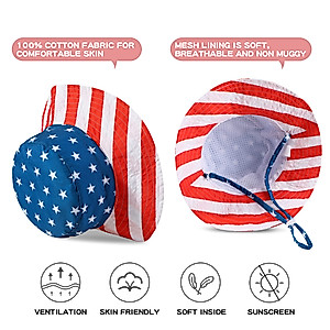 Fynnsure Baby Sun Hat UPF 50+ Toddler Sun Hat Infant Sun Protection Summer Hat Beach Bucket Hats for Baby Boys Girls A American Flag 6-12 Months