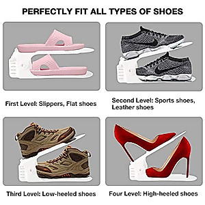 Neprock 20-Pack White Shoe Slots Organizer Bundle with Clothing Rack with Shelves