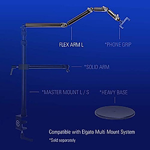 Elgato Flex Arm L, Premium 4-Section Articulated Arm for easy Mounting and Adjusting of Lights, Cameras, and Microphones, for Streaming, Videoconferencing, and Studios, requires Multi Mount Essential