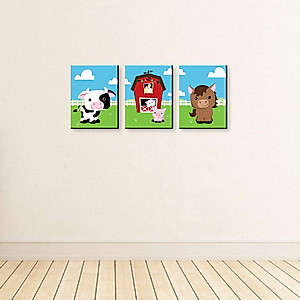 Big Dot of Happiness Farm Animals - Barnyard Nursery Wall Art and Kids Room Decorations - Gift Ideas - 7.5 x 10 inches - Set of 3 Prints