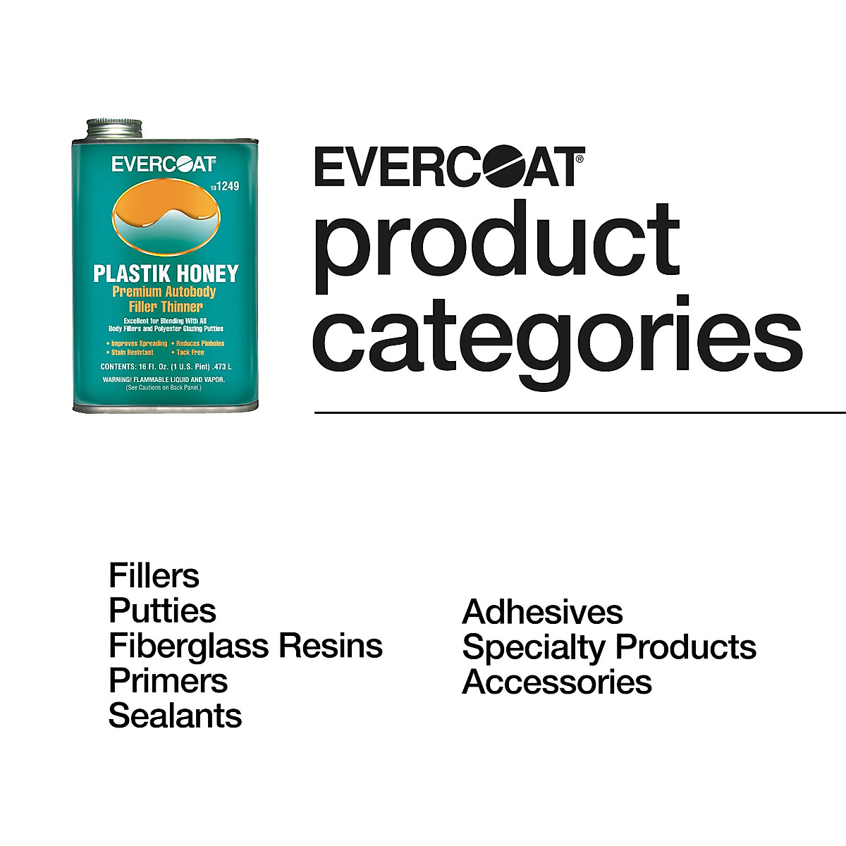 Evercoat Plastik Honey Premium Auto Body Filler Thinner for Body Fillers and Putties - 20 Fl Oz
