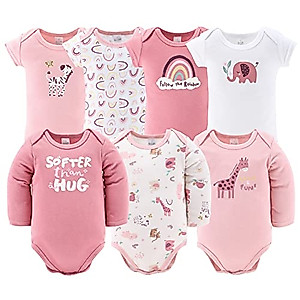 The Peanutshell Newborn Clothes & Accessories Set - 23 Piece Baby Girl Layette Gift Set - Fits Newborn to 3 Months - Rainbow & Safari, Pink