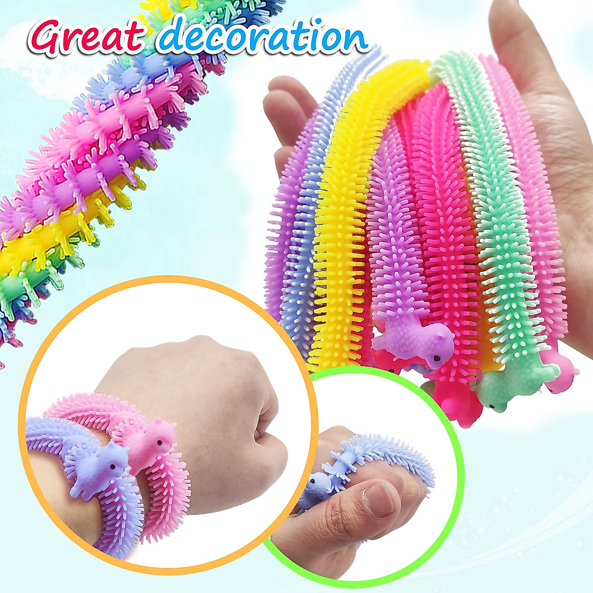18 Pcs Stretchy String Toys,Alpaca Fidget Sensory Toy,Squeeze Pull Noodles for Boys,Girls,Adults,Party Favors Prizes,Calm Relax