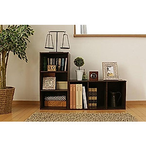 IRIS USA 3-Tier Modular Open Cubby Storage Shelf, Sturdy Storage Bookshelf Cabinet for Living Room Bedroom Guest Room Office Dorm Room Kids Room and Bathroom, Brown Oak