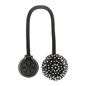 Simplify Magnetic Curtain Tie Back | 7.5”-7.9” | Iron | Jewel Design | Decorative Holdback | Home Décor | Window | Black