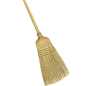 Weiler 44008 Corn Fiber Heavy-Duty Wire Banded Warehouse Broom with Wood Handle, 1-1/2" Head Width, 57" Overall Length, Tan