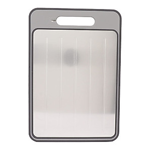 KWQBHW Defrosting Tray for Frozen Meat 36.5x25cm Cutting Board Food Quick Thawing Tray Double Sided Board with Sharpener Fast Thaw Defrosting Tray(Grey)