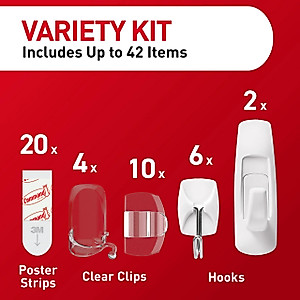 Command Hang and Decorate Kit, 6 Small Toggle Hooks, 2 Medium Utility Hooks, 4 Medium Cord Clips, 10 Light Clips, and 20 Poster Strips, Dorm Room Essentials