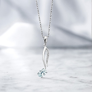 Gem Stone King Music Eighth Note Pendant Necklace | 925 Sterling Silver | 6X4MM Oval Gemstone Birthstone | With 18 Inch Silver Chain | Designed By Keren Hanan