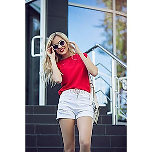 Udekit Women's Leather Belt Double O Ring Soft Faux Leather Waist Belt Medium Size (3 Pieces/Set)