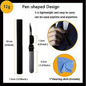 Bluetooth Earbuds Cleaning Pen, Multifunction Earphones Cleaner Suitable for Headset,Keyboard, Phone and Camera Lens (Black)
