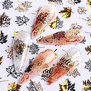 Gold Maple Leaf Nail Sticker Nail Supplies Nail Art Stickers Nail Decals Stickers para Uñas Nail Art Stickers for Nails Self-Adhesive SummerThanksgiving Nail Art Design Decor Access 9PCS