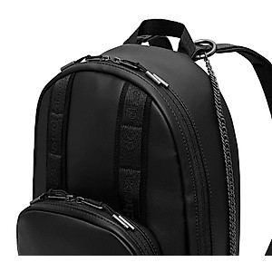 Db the Petite Mini Vegan Leather Backpack Bag with Premium Metal Zips and Detachable Shoulder Chain, Black Out