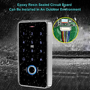 JIAN BOLAND Fingerprint Access Control Keypad, Door Access Control Keypad Wiegand 26 PIN Code RFID Keypad with 5pcs IC Key Fobs Backlight Waterproof IP67
