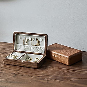 ZZYINH AN207 Wooden Jewelry Box Storage Box Small Exquisite Jewelry Hanging Necklace Earrings Ring Portable Jewelry Box Small Jewelry (Color : Walnut)