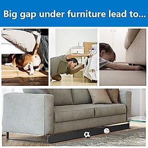 Couch Blocker, Toy Blocker Under Sofa, Bed Blocker 1 Roll, 118 inch Adjustable Self-Adhesive Gap Bumper, Avoid Things Sliding Under Furniture for Pets&Toys&Kids (Black).