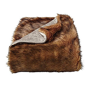 Faux Fur Throw Blanket- Luxurious, Soft, Hypoallergenic Premium Faux Chinchilla Fur Blanket with Faux Mink Back and Gift Box, 60”x70” by LHC (Brown)