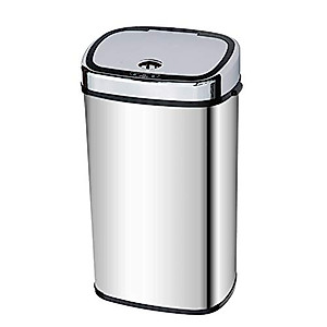 TKFDC Stainless Steel Automatic Trash Can with Odor-Absorbing Filter, Wide Opening Sensor Kitchen Trash Bin (Color : White-Fruit peach5)
