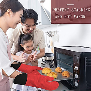 MaiSung Oven Mitt Food Safe Oven Mitt Silicone High Temperature Resistance Suitable for a Variety of High Temperature Kitchen Appliances Take Things Flexibly/Non-Slip Equipped with an Oil Brush-Red