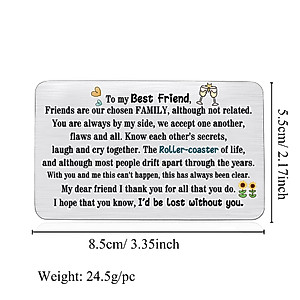 Best Friend Wallet Insert Card Birthday Greeting Cards Friendship appreciation Graduation Farewell Gift Personalized Good Friends Thank You Pocket Card Go to University Christmas Keepsake Teens Unisex