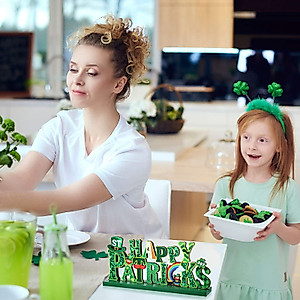 3 Pieces St. Patrick's Day Table Decoration Shamrock Sign Table Centerpiece Leprechaun Decoration Wooden Irish Themed Decors for St. Patrick's Day Holiday Dinner Coffee Tier Tray, 7.87 x 4.72 inch