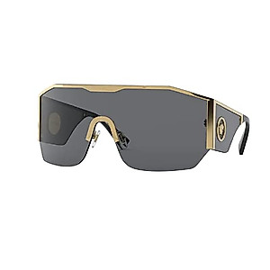 Versace VE2220 100287 41MM Gold/Dark Grey Irregular Sunglasses for Men + BUNDLE with Designer iWear Eyewear Kit