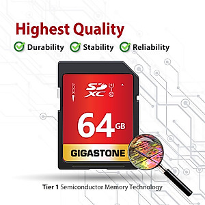 Gigastone 64GB 10-Pack SD Card UHS-I U1 Class 10 SDXC Memory Card High Speed Full HD Video Canon Nikon Sony Pentax Kodak Olympus Panasonic Digital Camera with 10 Mini Cases