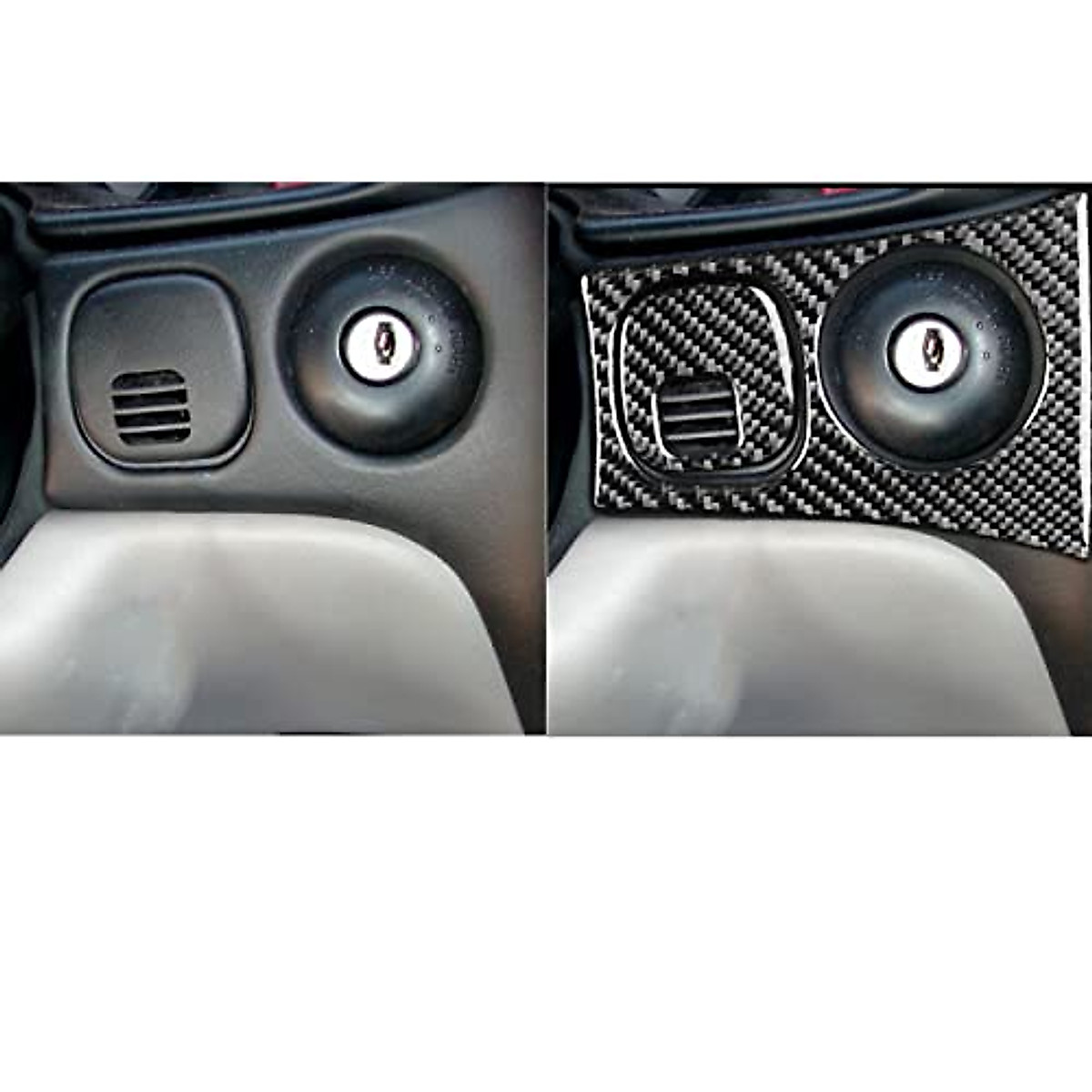 Carbon Fiber Black Panel Frame Decal Cover Trim Compatible with Chevrolet Corvette C5 1998-2004 LHD (Classic, Engine Start Ignition Panel)