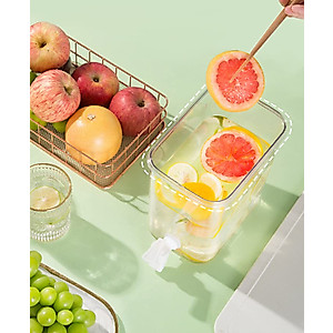 Elsjoy Plastic Drink Dispenser with Spigot, 1.2 Gallon Beverage Dispenser Cold Drink Container for Iced Tea, Lemonade, Fridge, Bar, Party, Lock Lid