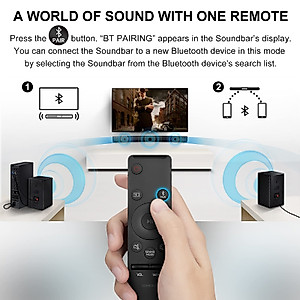 Soundbar Remote for Samsung Sound Bar Home Theater Audio Surround Sound Speaker System (AH59-02767A)