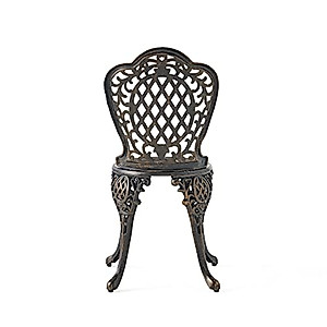 Christopher Knight Home Cole Outdoor Cast Aluminum Bistro Set, 3-Pcs Set, Bronze